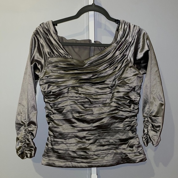 Tadashi Shoji | Tops | Tadashi Formal Wear Silver Gathered Top | Poshmark